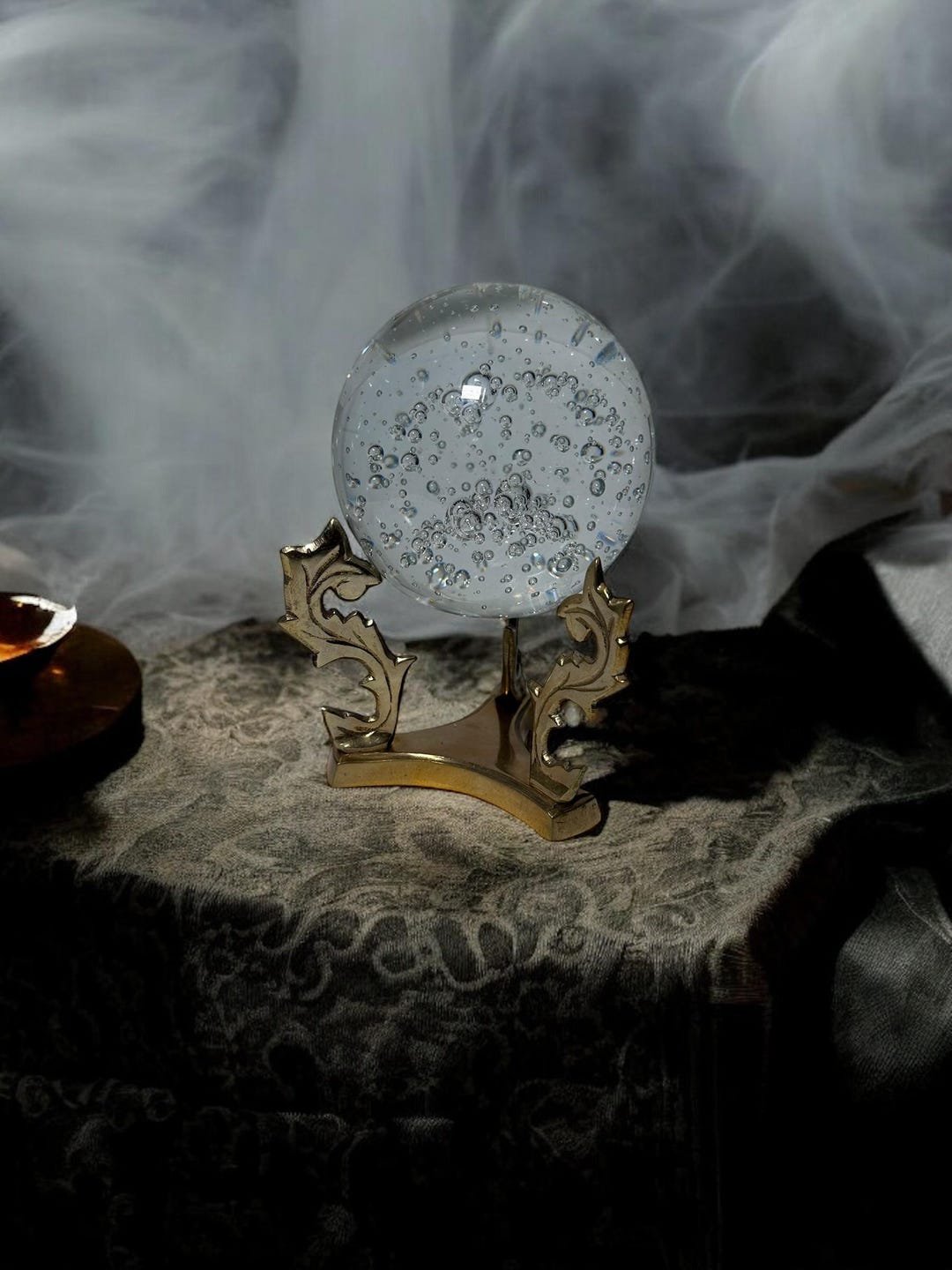 Glass Bubbled Ball With Brass Stand Metaphysical Crystal Ball for ...