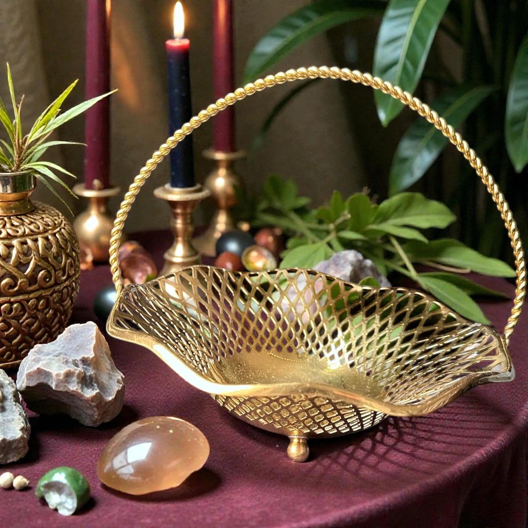 Vintage Gold Filigree Basket With Handle | Altar Offering Basket - Etsy