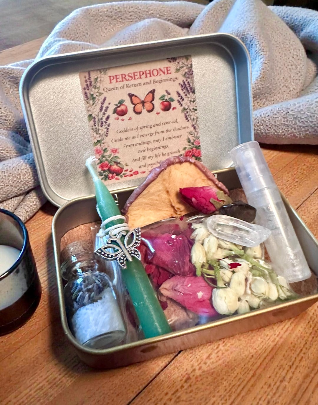 Persephone Pocket Travel Altar Tin - Ostara Ritual Kit, Spring Return ...