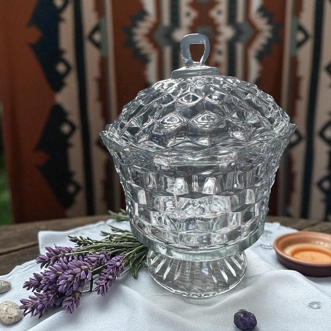 Altar Storage, Boho Altar Decor Glass Dish Lid, Vintage Crystal, Witch ...