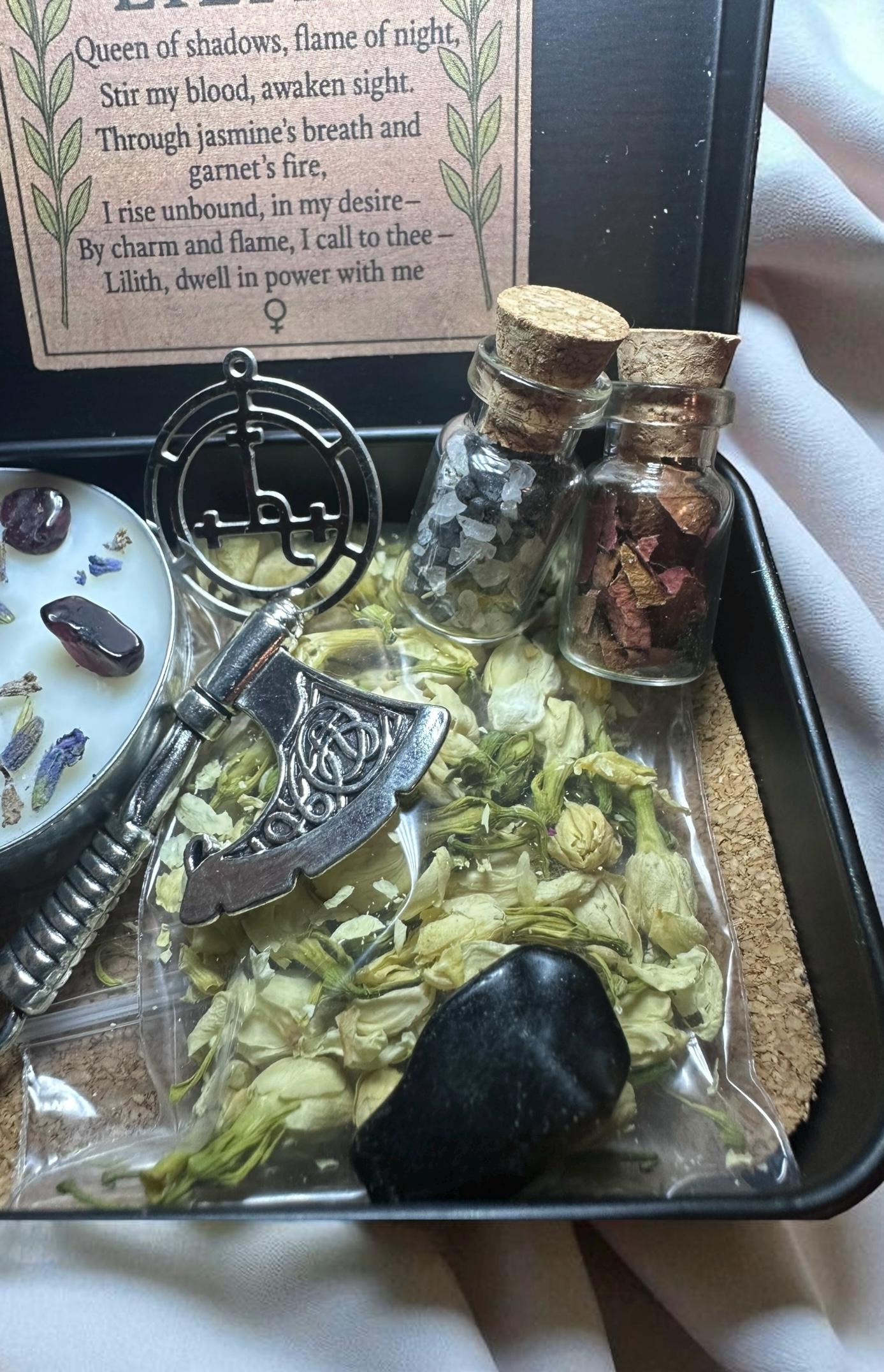 Lilith Altar Tin, Ritual Set, Garnet Candle & Sigil - Etsy