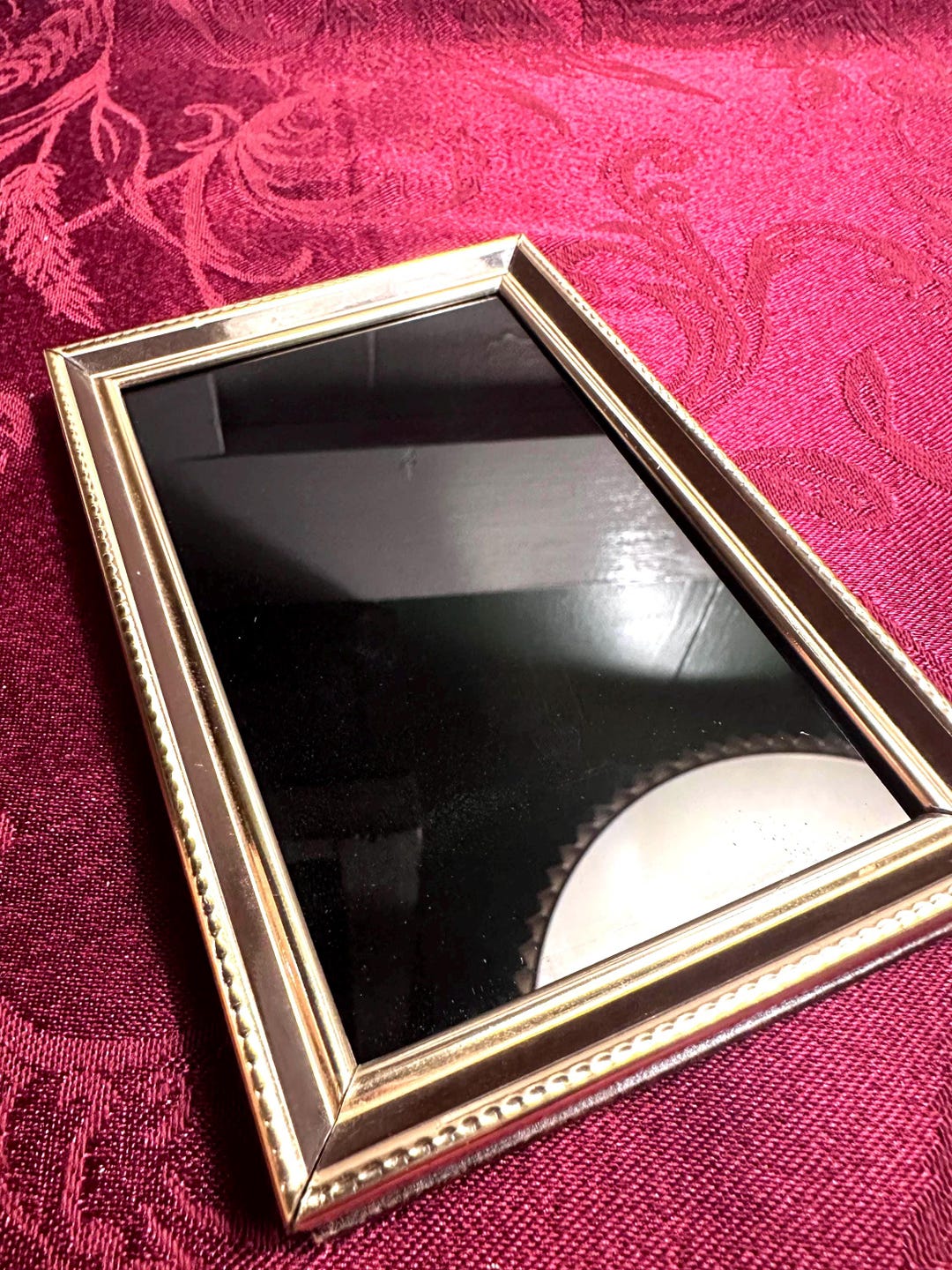 Antique Scrying Mirror Witch Altar Shadow Work Black Mirror Protection ...