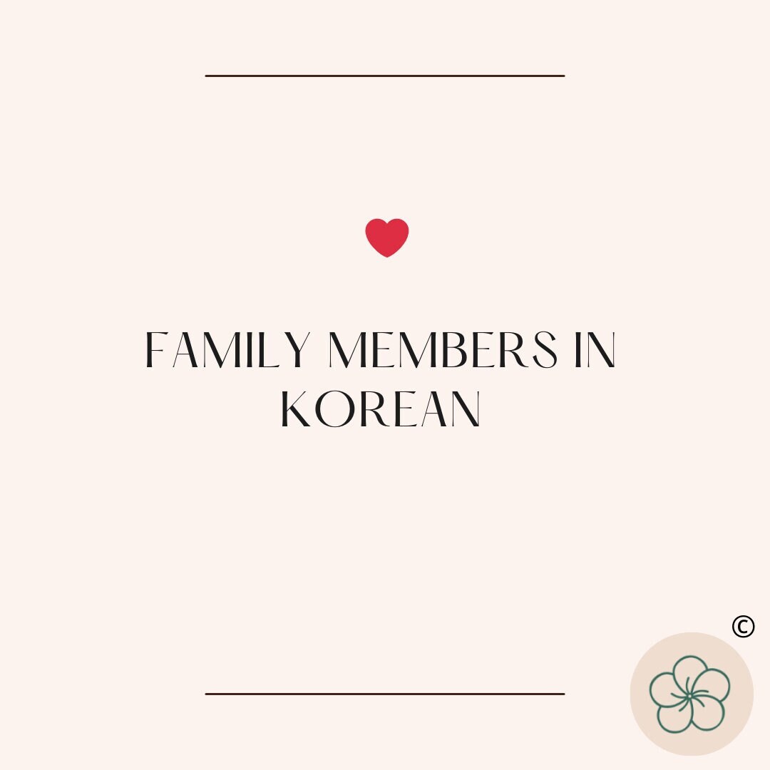 Korean Family Vocabulary - Etsy