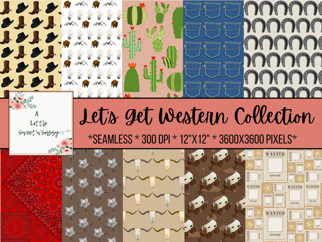 Western Cowboy Digital Paper-wild West Background-rustic Vintage ...