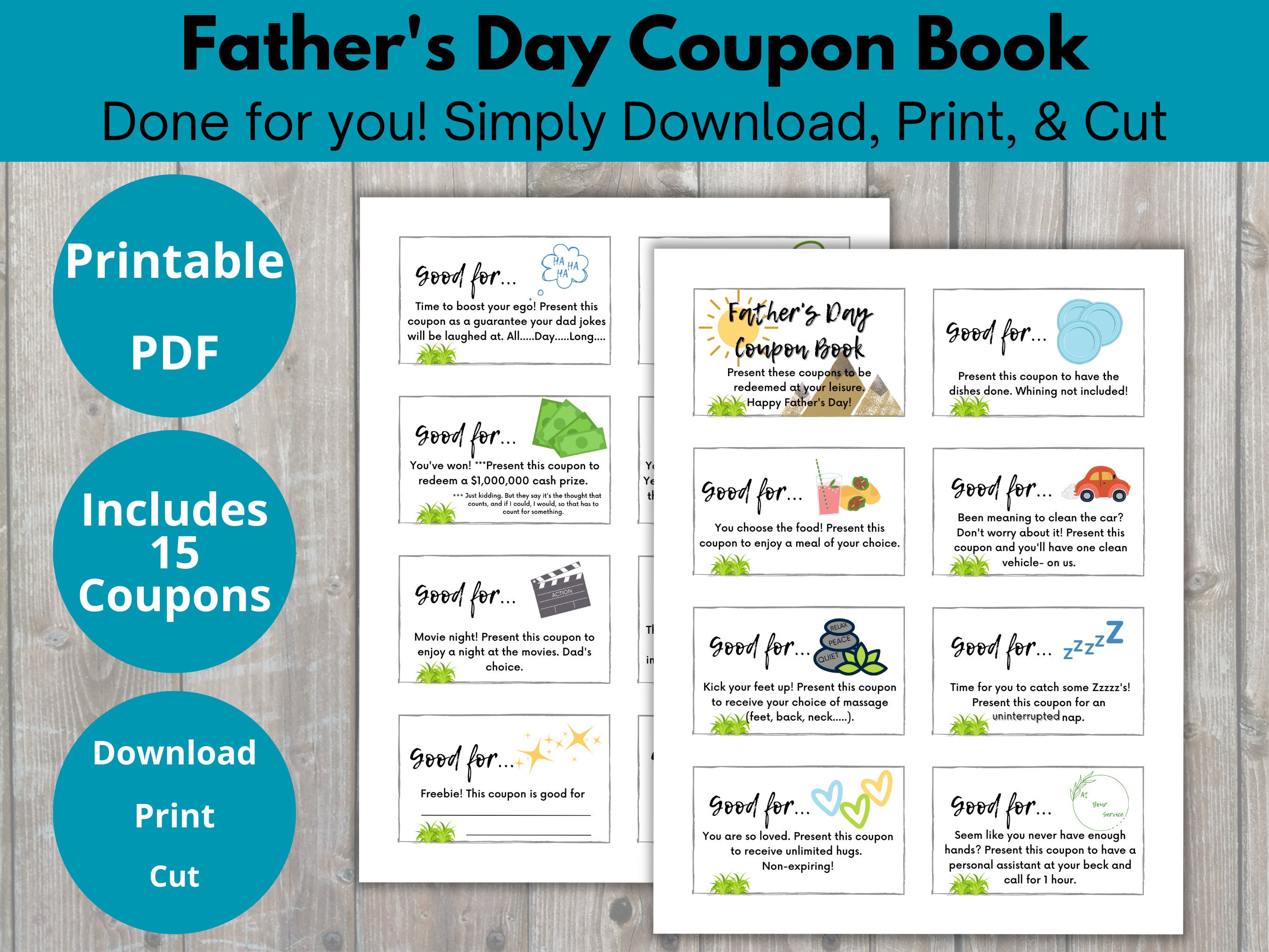 Fathers Day Printable Coupon Book coupon Book for Dad Printable Fathers ...