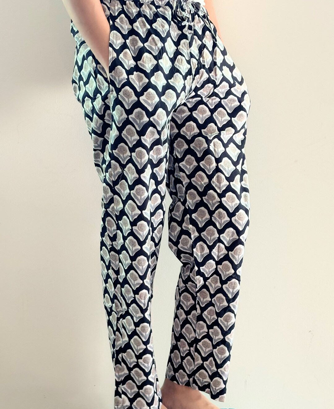 100% Cotton Pajama Pants Cool Light Sleepwear & Lounge Handmade Comfy ...
