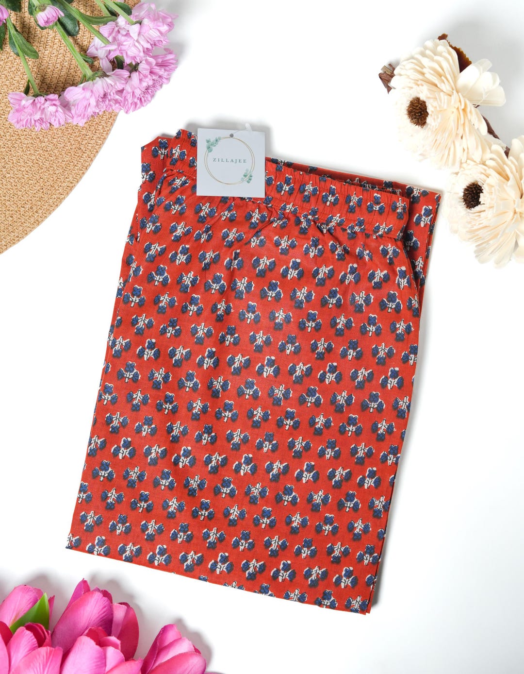 Pjs Cotton: Pajama Pants Bottoms, Unique Presents for Her- Crimson ...