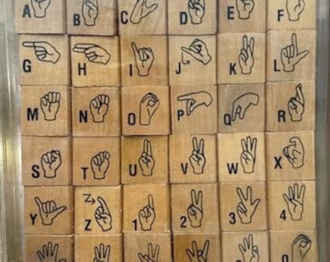 American Sign Language ASL Alphabet & Numbers Block Stamps - Etsy UK