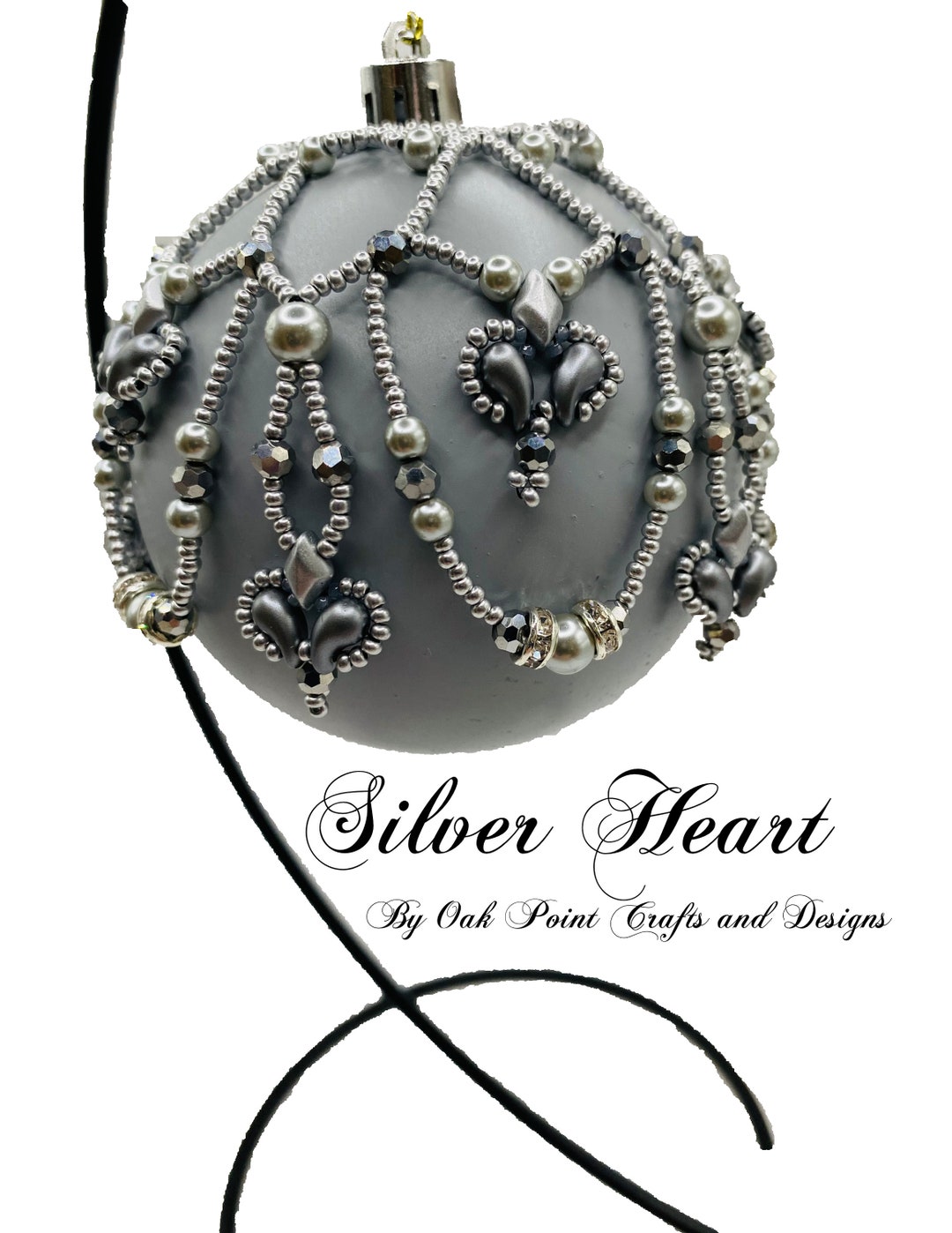 Silver Heart Beaded Ornament Cover Pattern, Bauble Cover Pattern PDF - Etsy