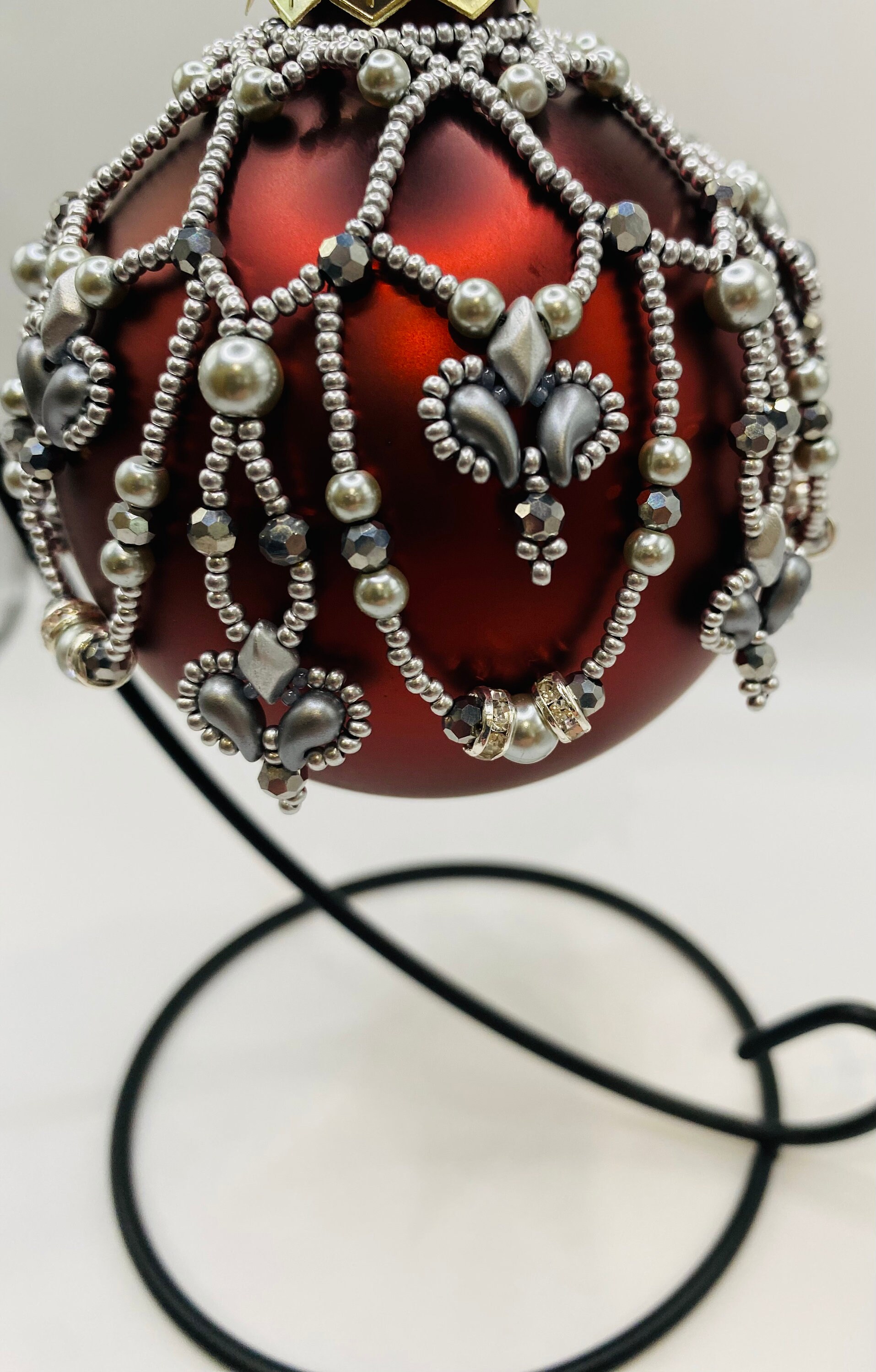 Silver Heart Beaded Ornament Cover Pattern, Bauble Cover Pattern PDF - Etsy