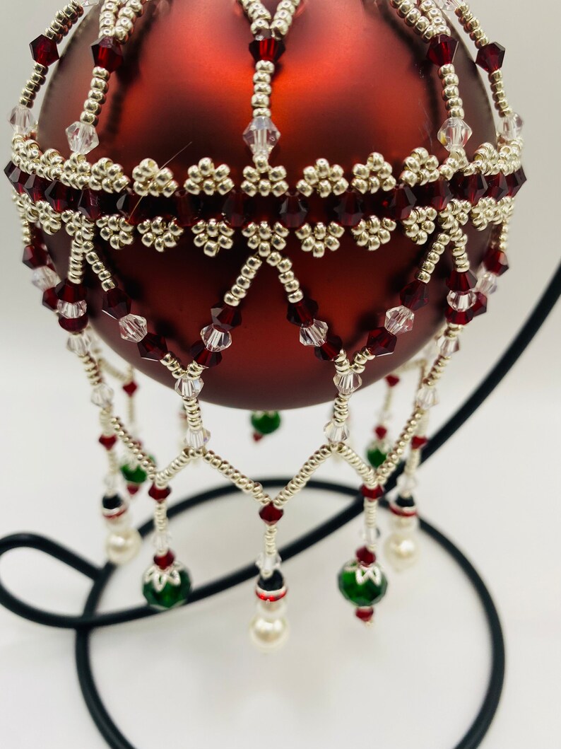 Christmas Belt Beaded Ornament Cover Pattern, Beaded Bauble Cover ...