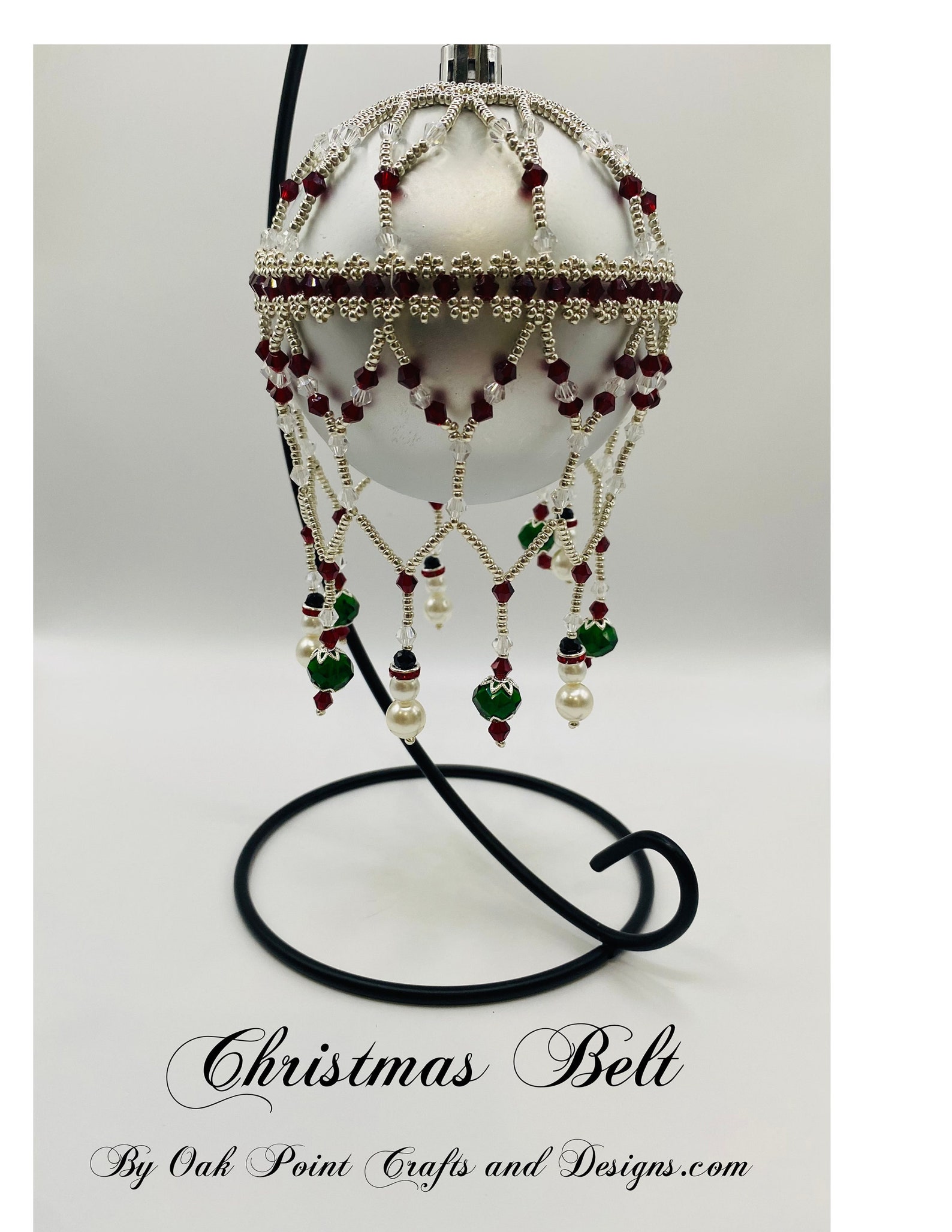 Christmas Belt Beaded Ornament Cover Pattern, Beaded Bauble Cover ...