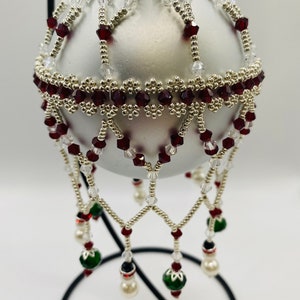 Christmas Belt Beaded Ornament Cover Pattern, Beaded Bauble Cover ...