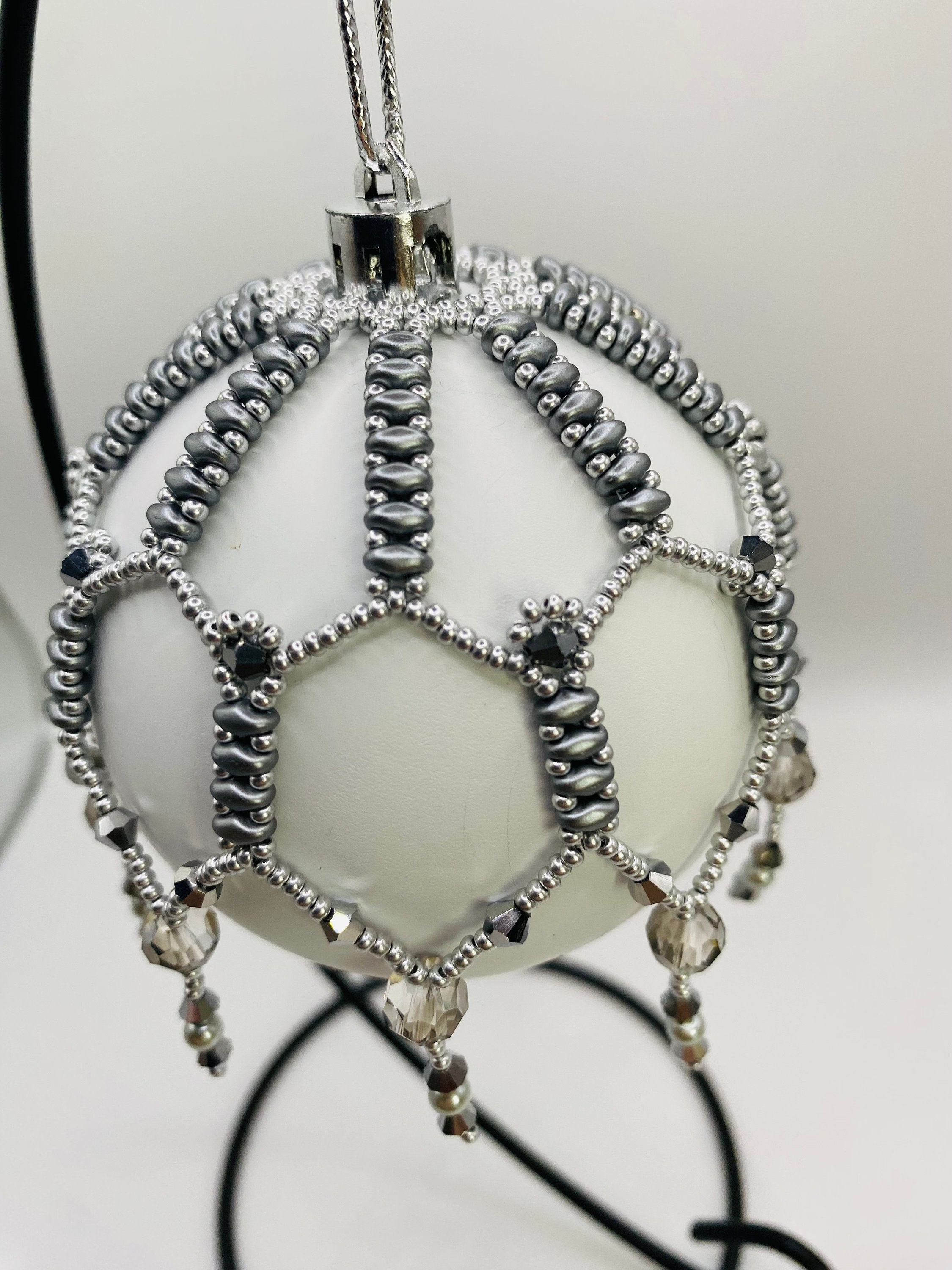 Silver Dream Beaded Ornament Cover Pattern PDF, Bauble Cover Pattern - Etsy