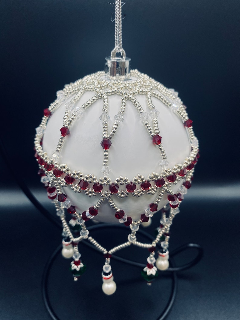 Christmas Belt Beaded Ornament Cover Pattern, Beaded Bauble Cover ...