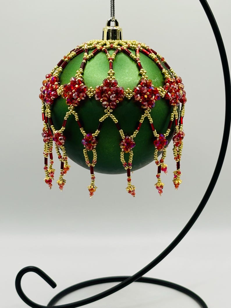 Christmas Rubies Beaded Ornament Pattern PDF, Bauble Tutorial Pattern ...