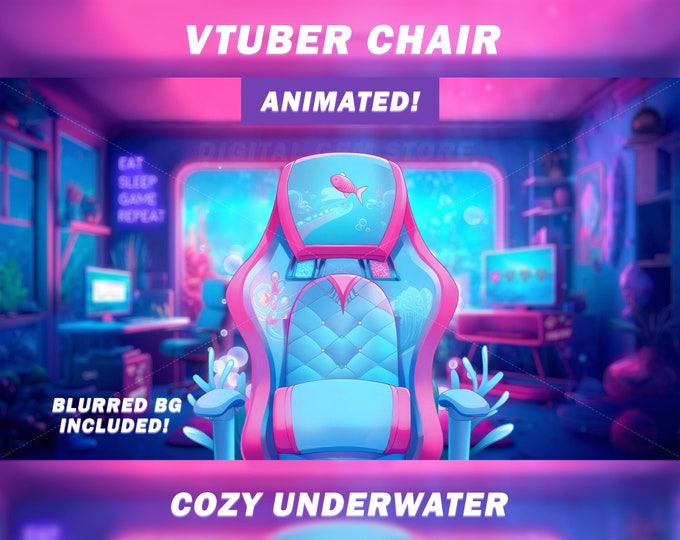 Animated Vtuber Chair for Twitch, Cozy Underwater Room , Stream ...