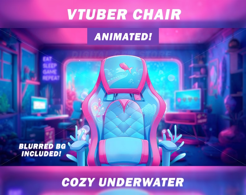 Animated Vtuber Chair for Twitch Cozy Underwater Room - Etsy UK