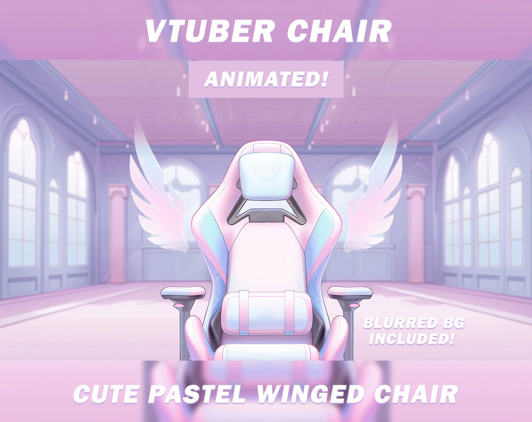 Animated Vtuber Chair for Twitch, Cute Pastel Chair With Wings, Stream ...