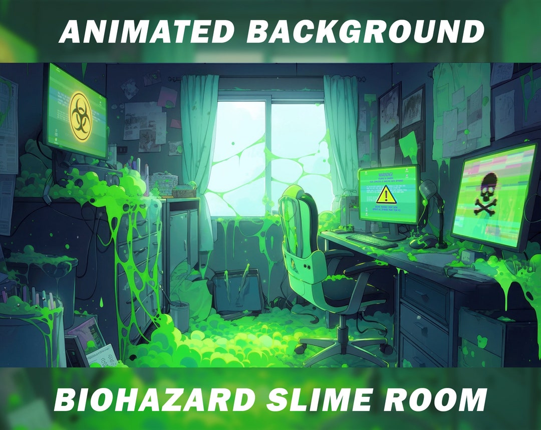 Vtuber Animated Background for Twitch, Biohazard Slime Room, Halloween ...