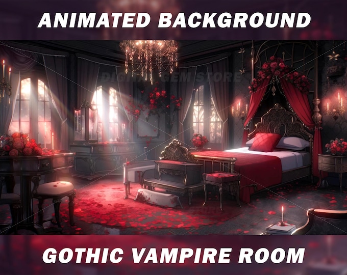 Animated Background for Twitch, Vtuber Bedroom, Vampire Lair, Gothic ...