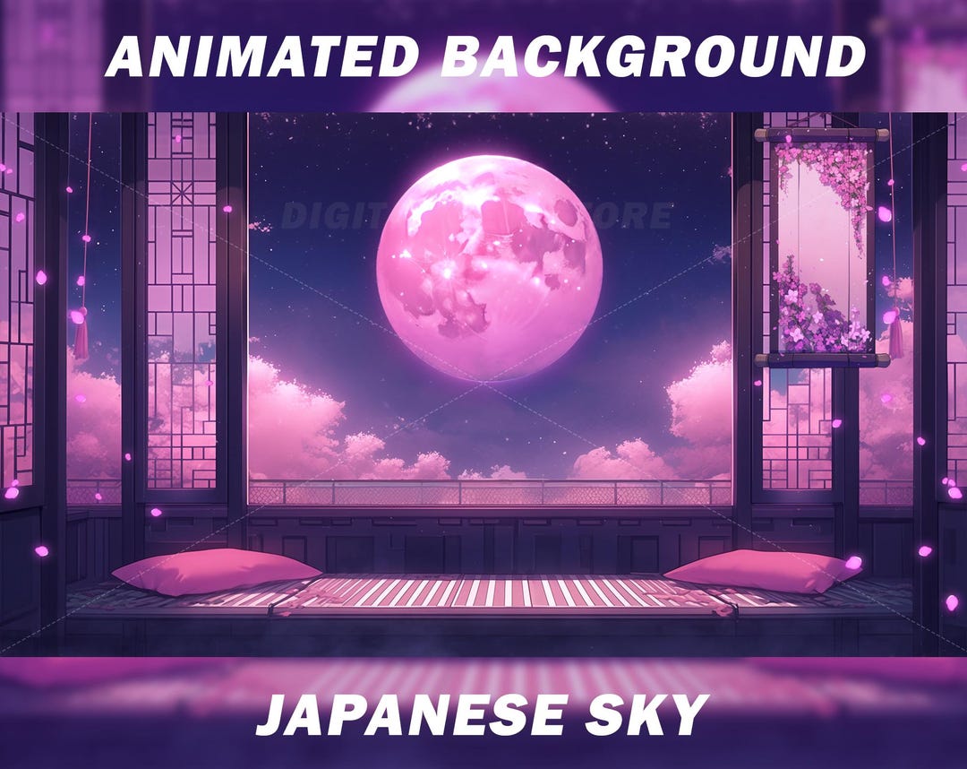 Vtuber Animated Background for Twitch, Japanese Sky Animated Background ...