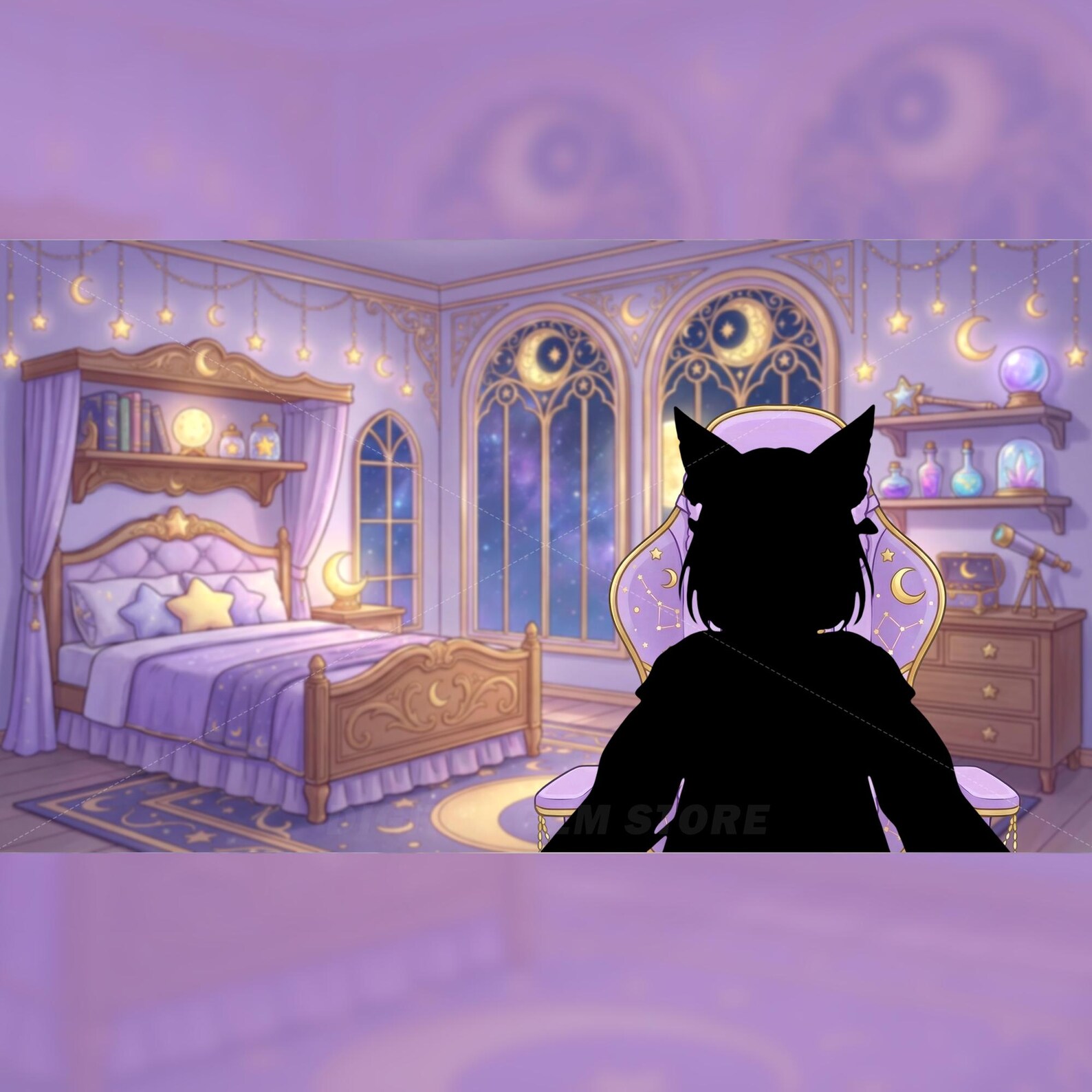 Celestial Magic Vtuber Assets Pack and Background - Gaming Chair, Desk ...