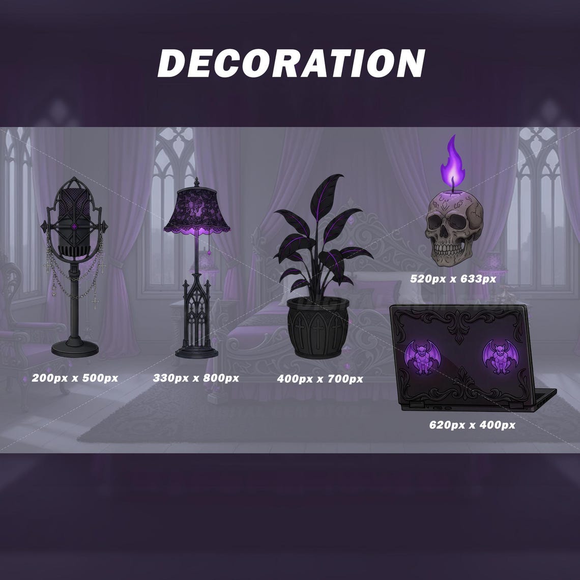 Gothic Vtuber Room Asset Pack and Background | Witchy | Gaming Chair ...