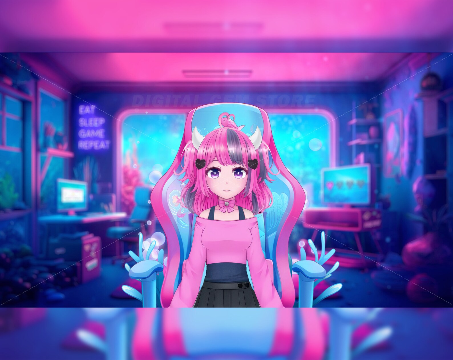 Animated Vtuber Chair for Twitch Cozy Underwater Room - Etsy UK