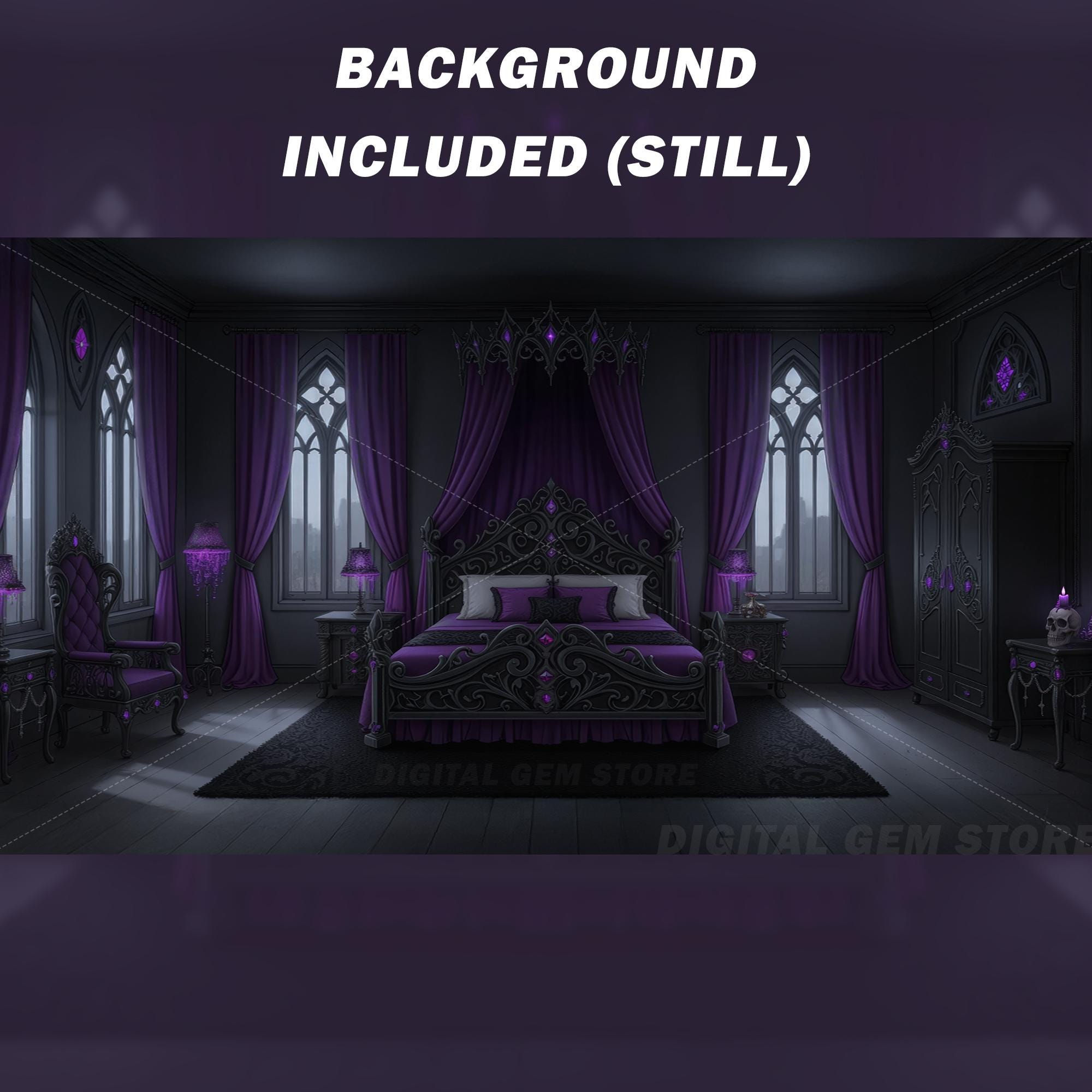 Gothic Vtuber Room Asset Pack and Background | Witchy | Gaming Chair ...