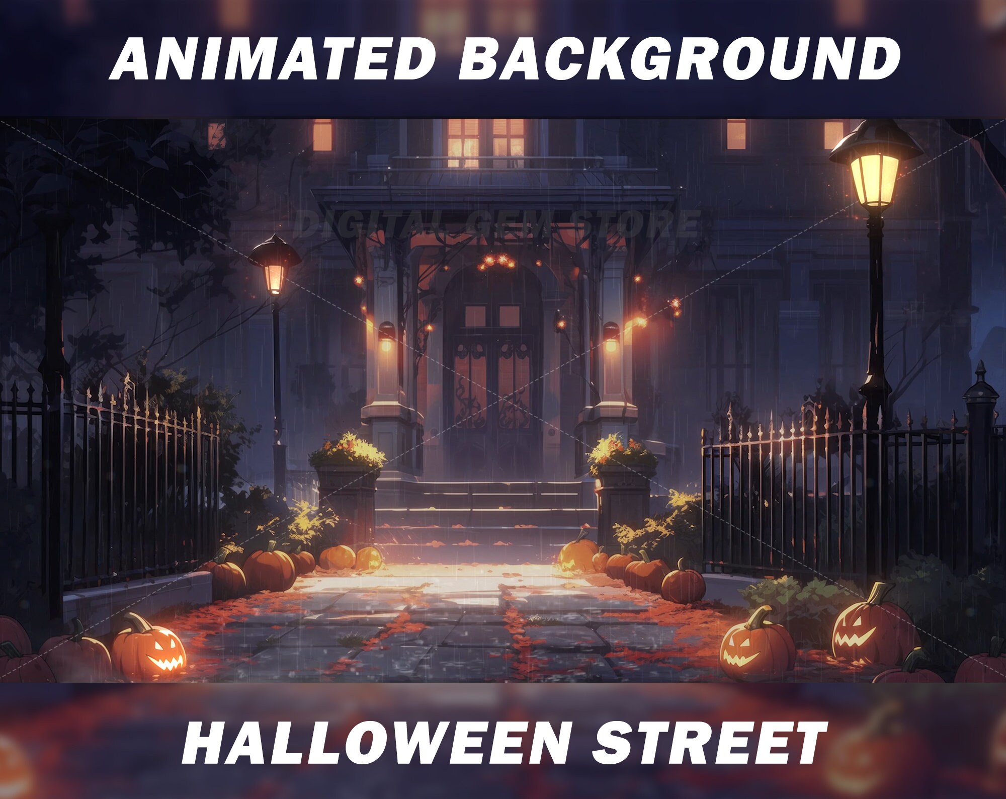 Animated Halloween Vtuber Background for Twitch, Halloween Street, Cozy ...
