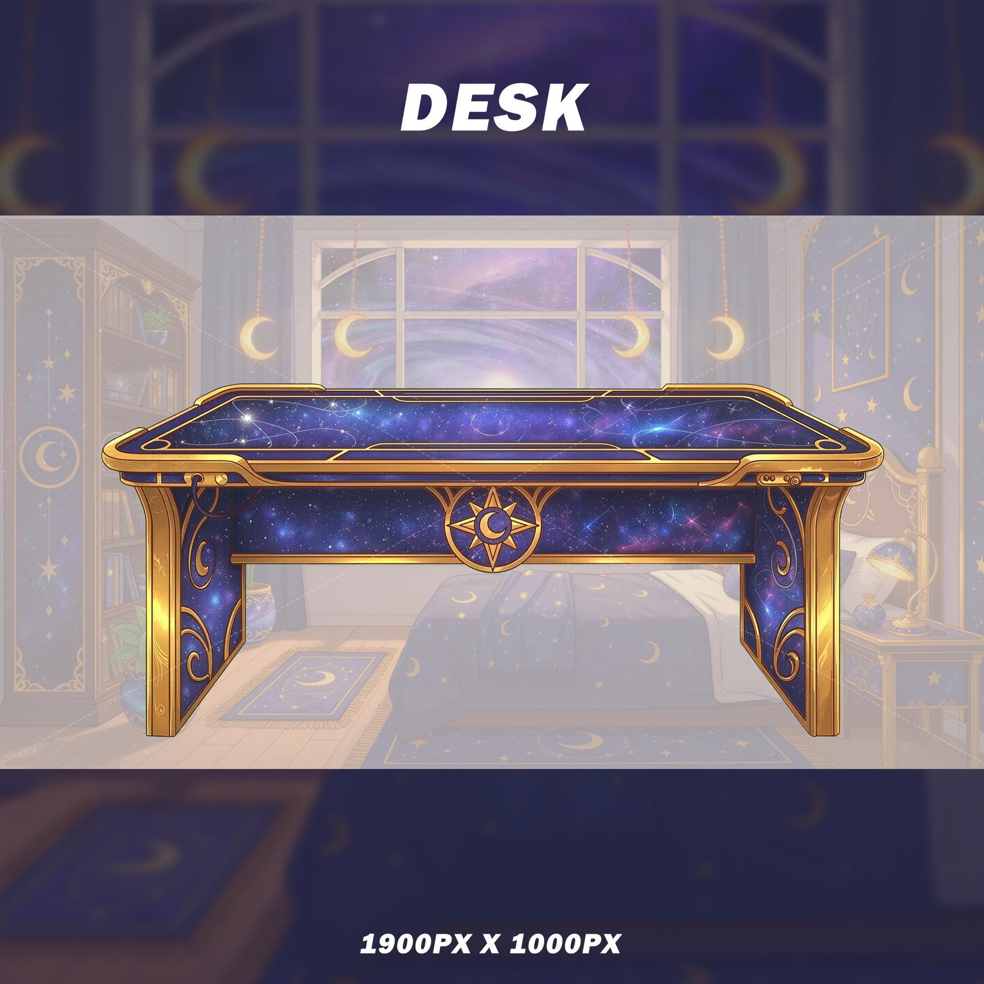 Celestial Vtuber Room Asset Pack | Cosmic Stars | Gaming Chair, Desk ...
