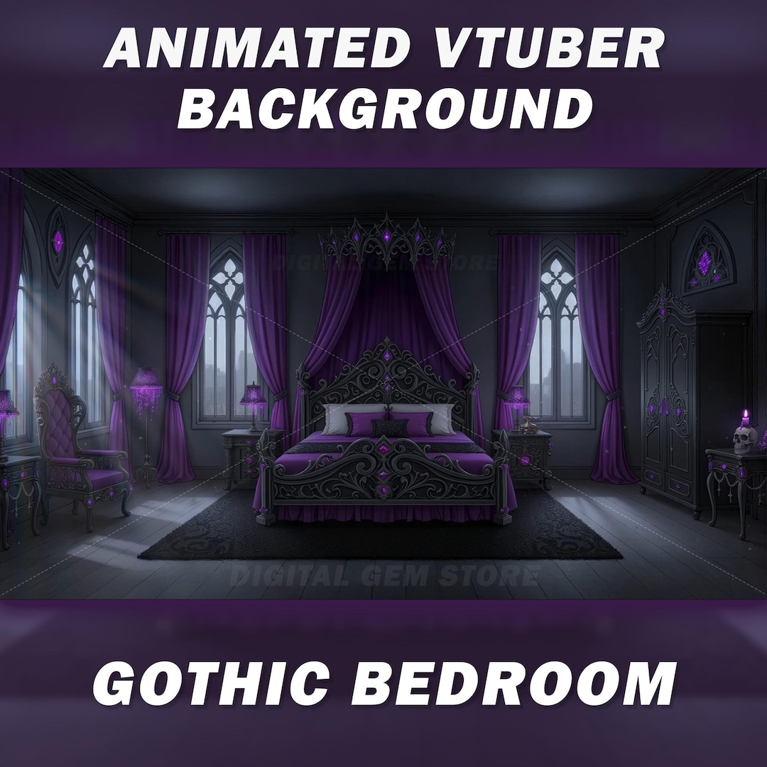 Animated Vtuber Background, Gothic Bedroom, Goth Background, Halloween ...