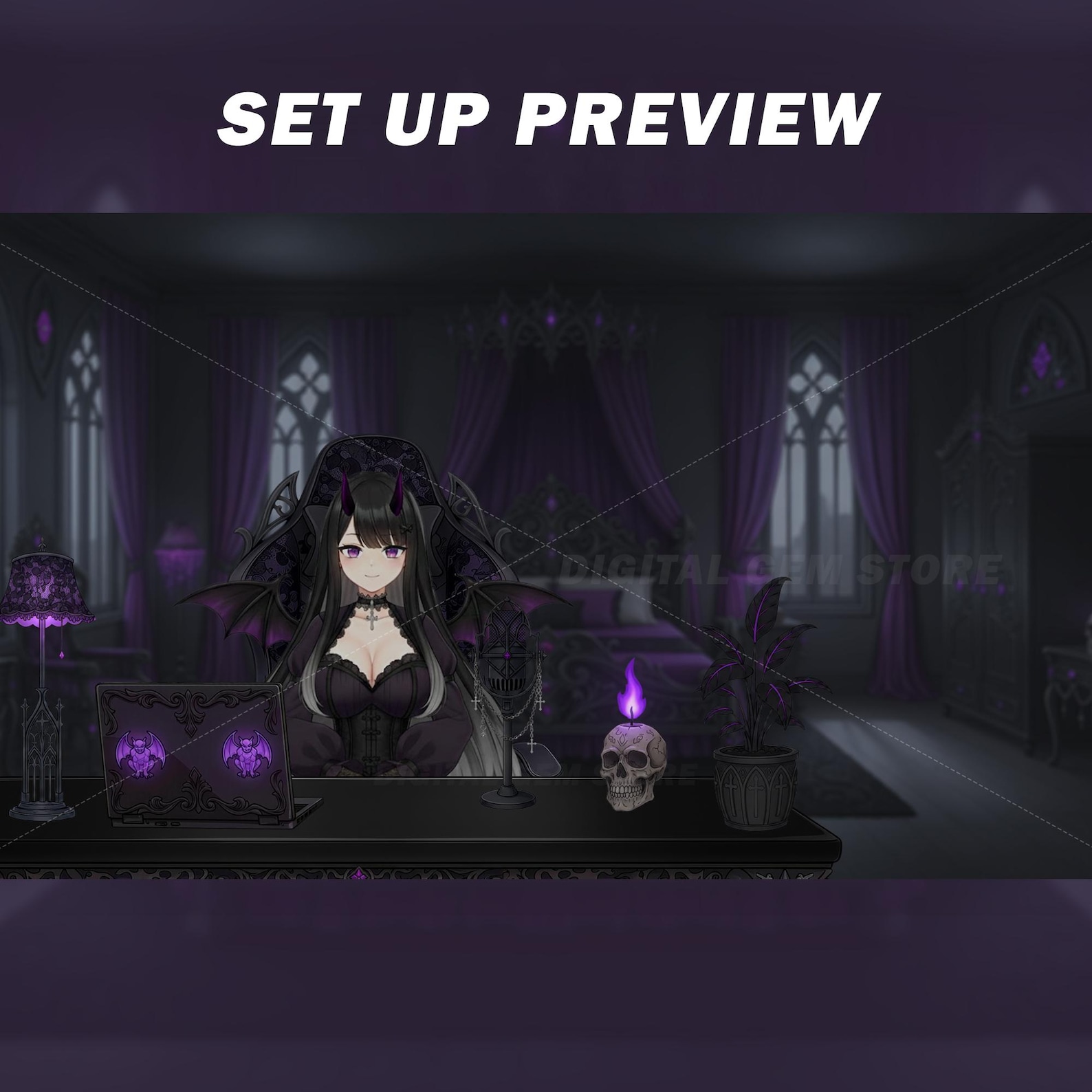 Gothic Vtuber Room Asset Pack and Background | Witchy | Gaming Chair ...