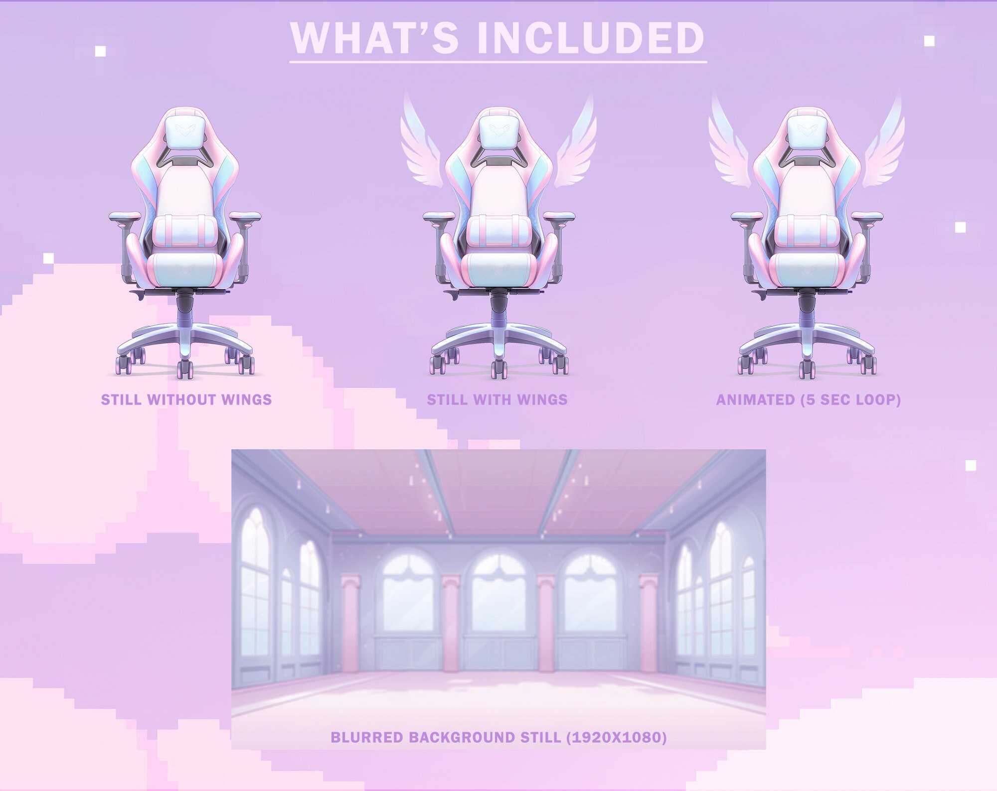 Animated Vtuber Chair for Twitch, Cute Pastel Chair With Wings, Stream ...