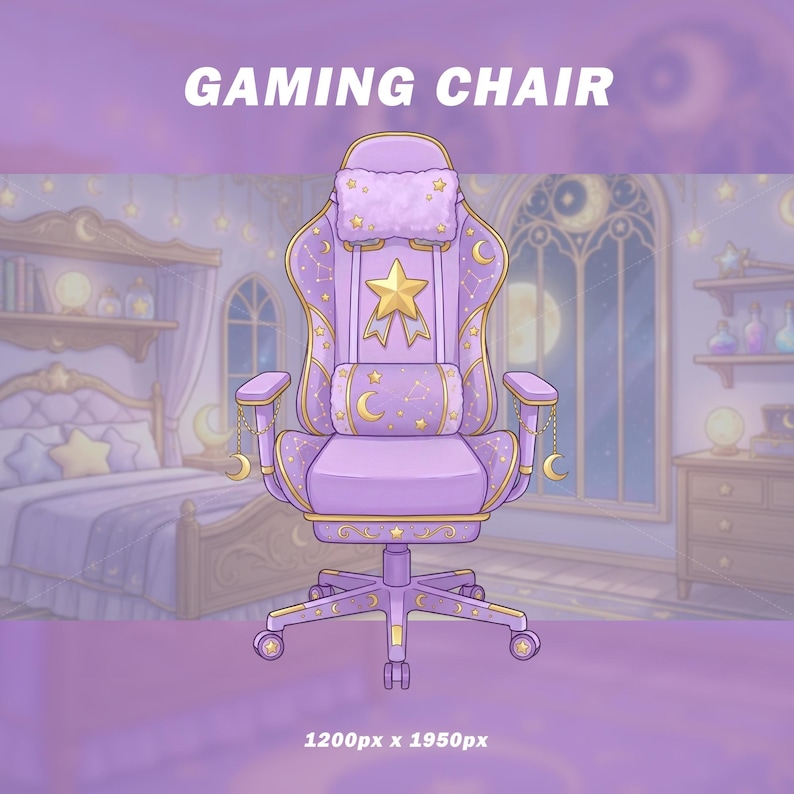 Celestial Magic Vtuber Assets Pack and Background - Gaming Chair, Desk ...