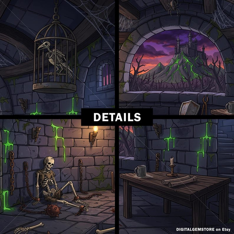 Medieval Dungeon - Animated Vtuber Background - Horror - Skeleton - Etsy