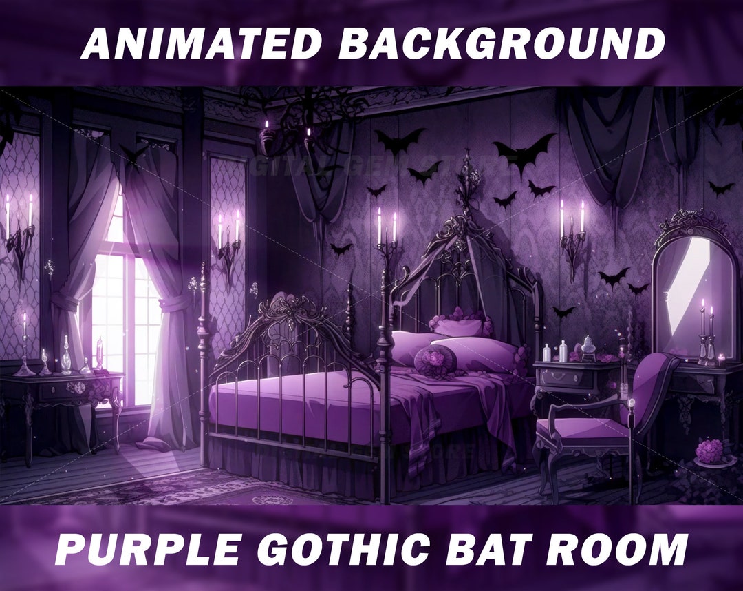 Animated Vtuber Background for Twitch, Dark Purple Gothic Room, Dark ...