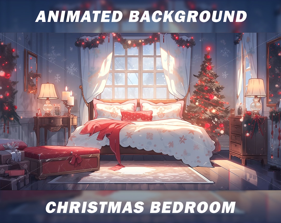 Animated Christmas Vtuber Background for Twitch, Winter Bedroom, Snow ...