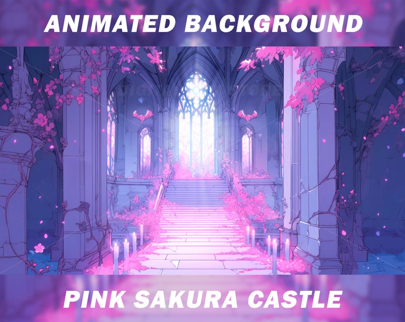 Vtuber Animated Background for Twitch Pink Sakura Castle - Etsy UK