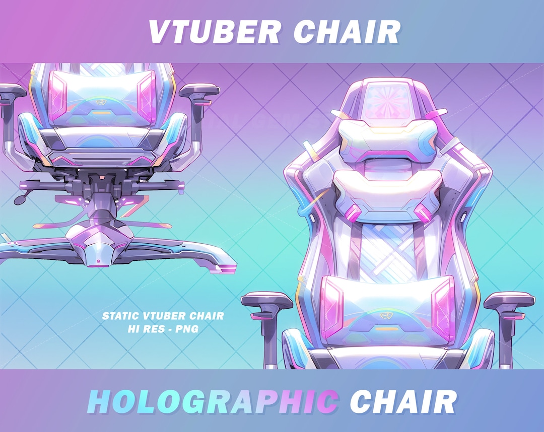 1x Vtuber Gaming Chair, Cute Holographic Vtuber Chair, Assets, Vtuber ...