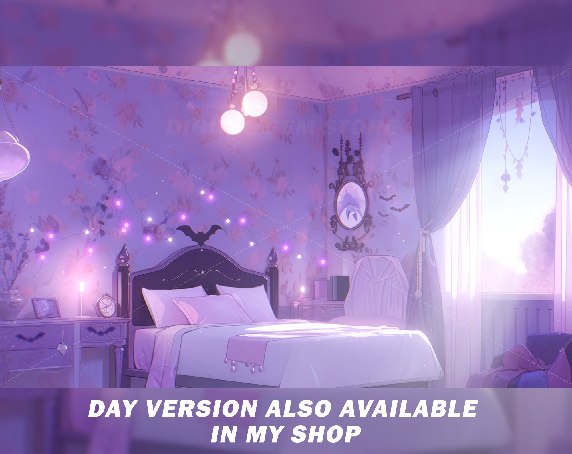 Animated Vtuber Background for Twitch, Pastel Goth Room Night, Dreamy ...