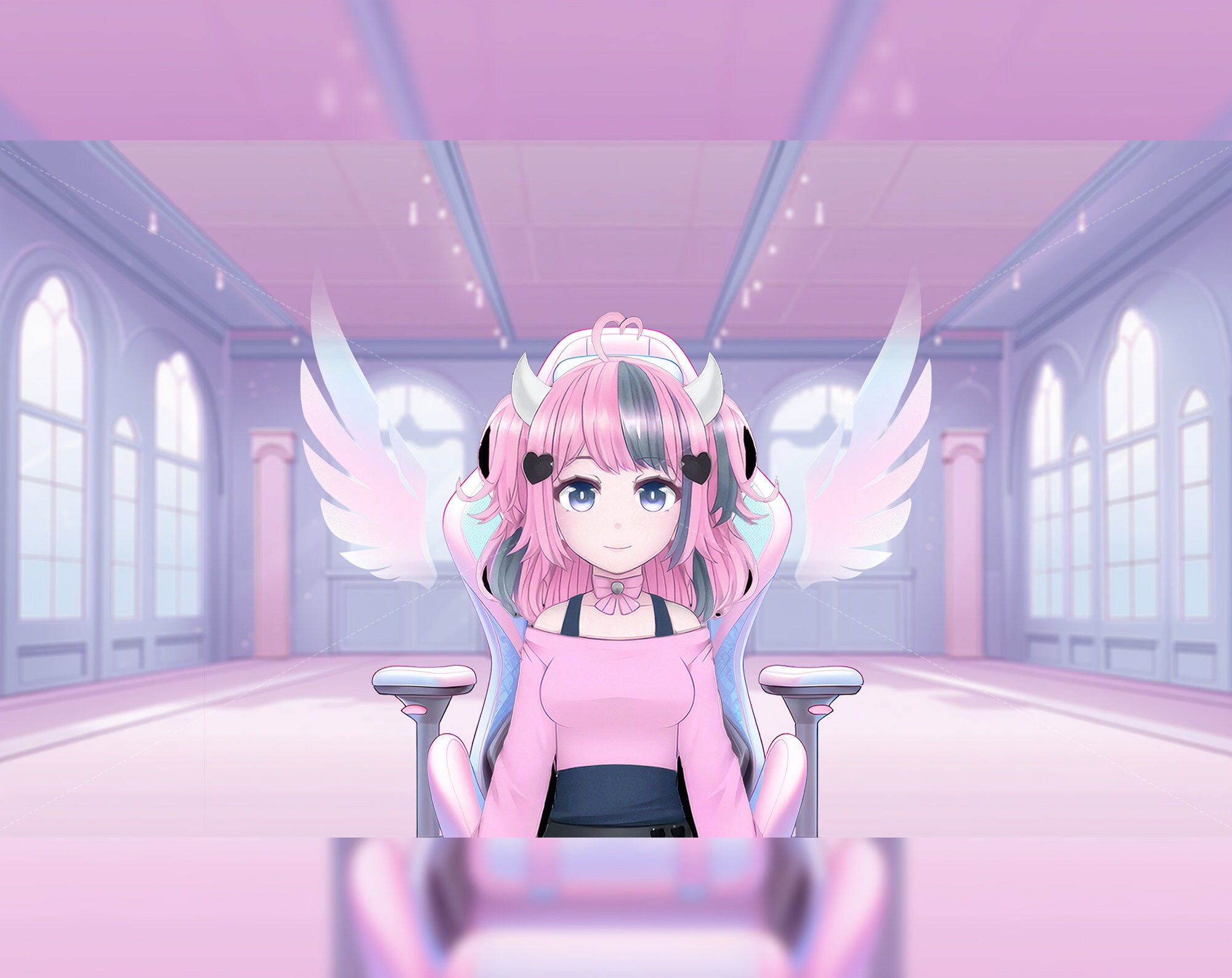 Animated Vtuber Chair for Twitch, Cute Pastel Chair With Wings, Stream ...