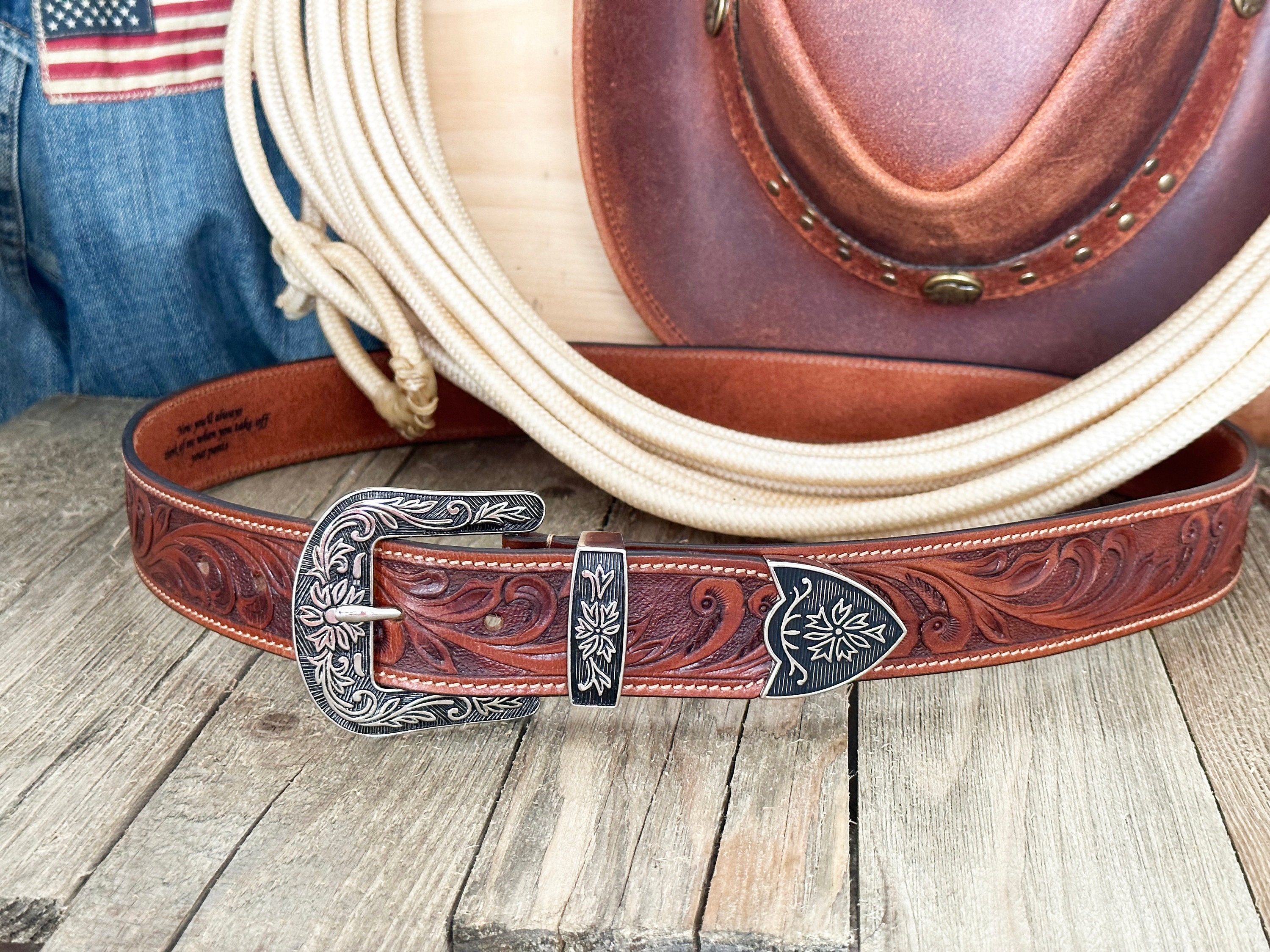 Engraved Personalized Handmade Genuine Leather Cowboy Belt - Etsy