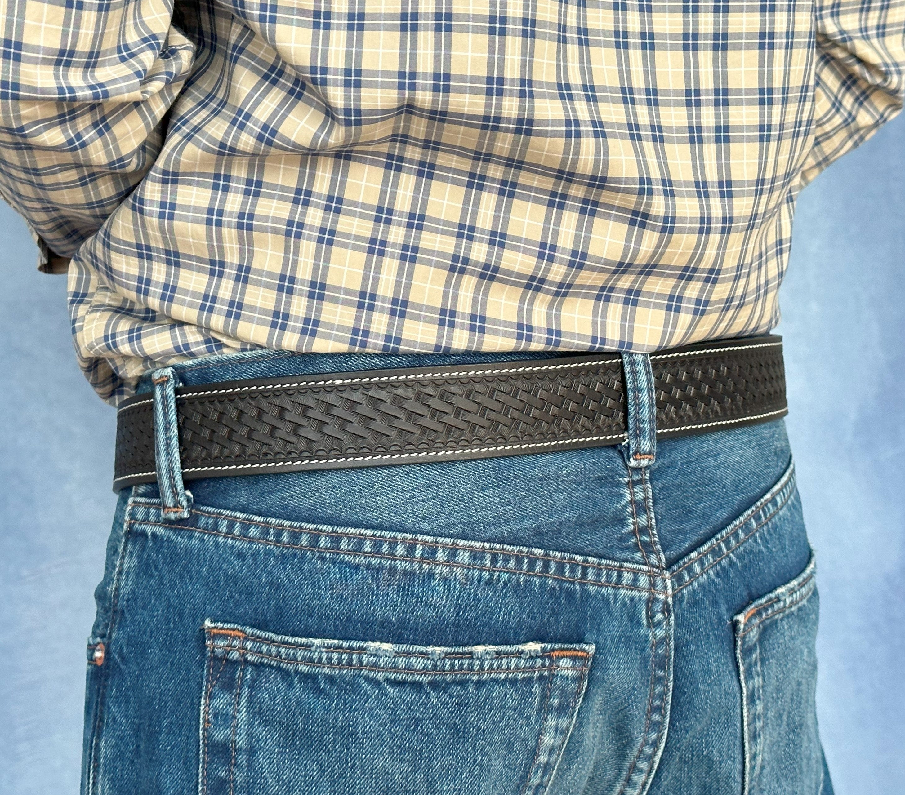 Full Grain Leather Snap-on Belt, Tooled Western Floral Engraved Leather ...