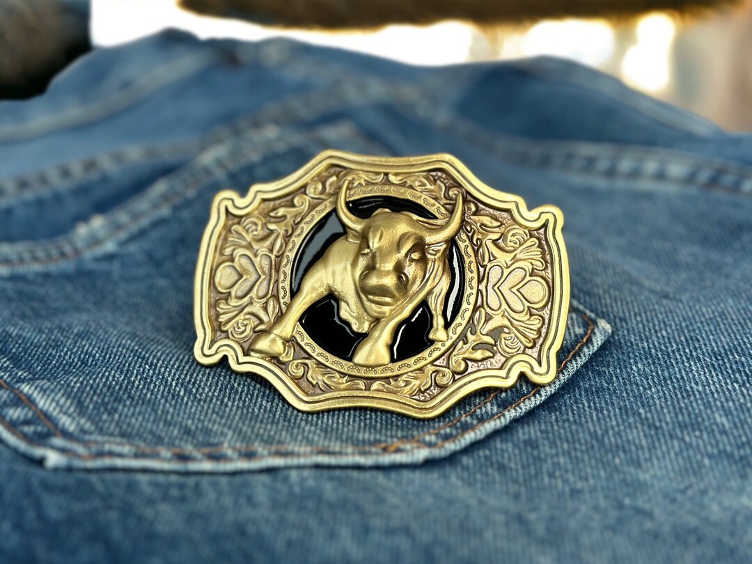 Western Bull Belt Buckle Cowboy Belt Buckle Groomsman Belt Rodeo Buckle ...