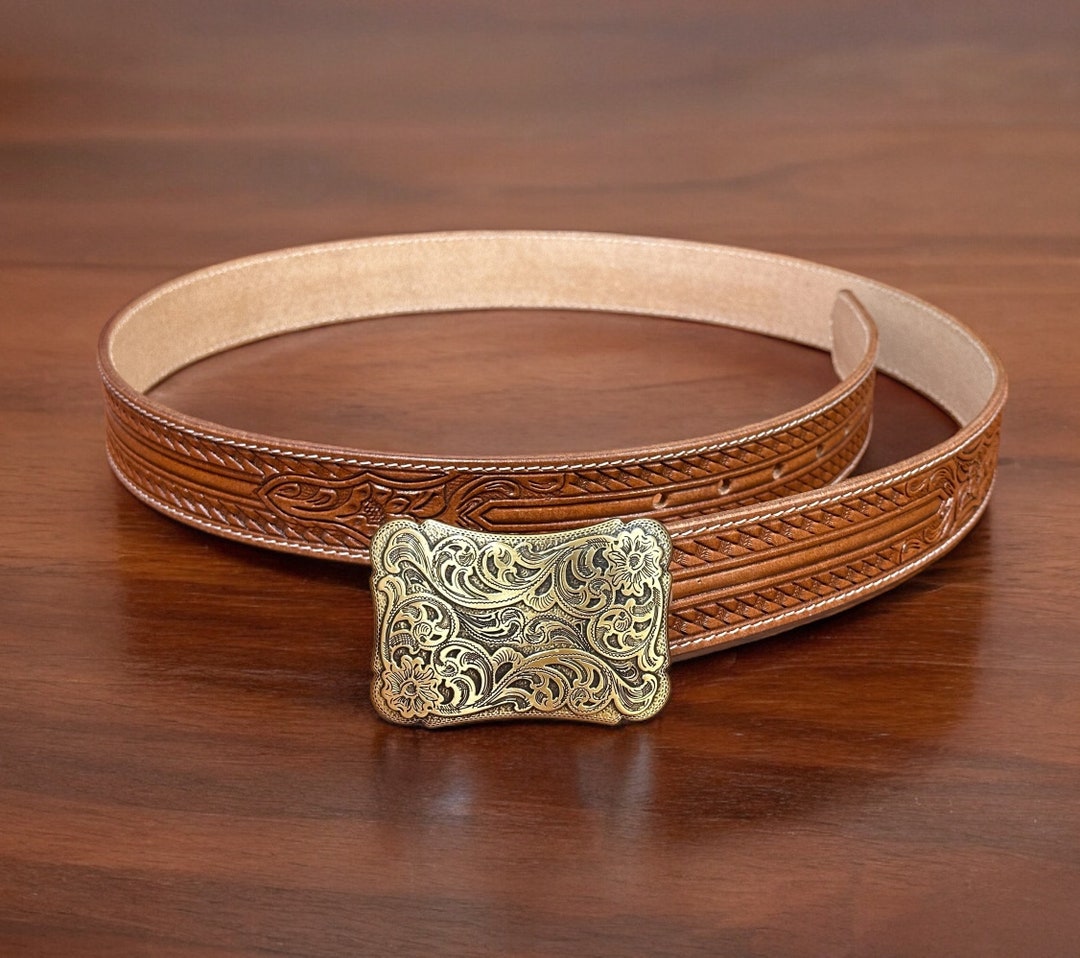 Western Leather Floral Belt Tooled Floral Engraved 100% Genuine Full ...