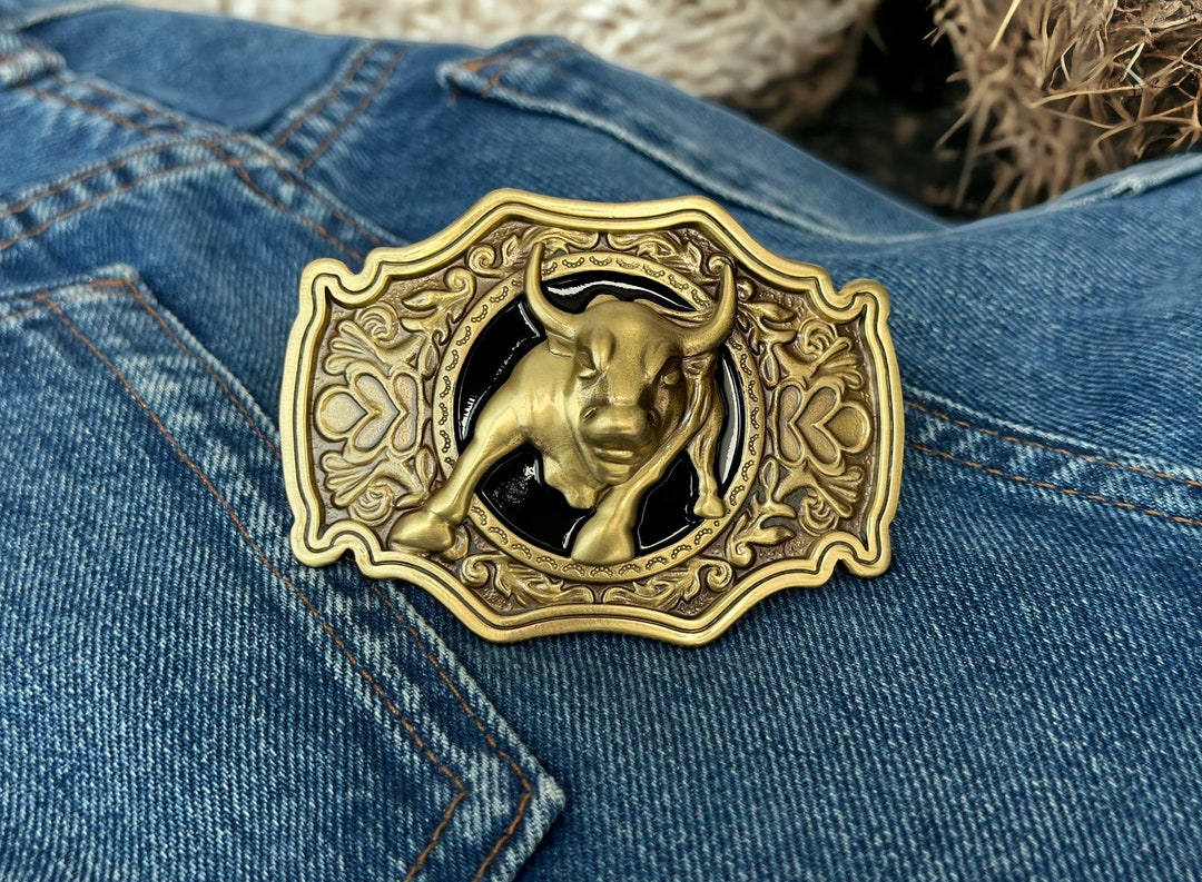Western Bull Belt Buckle Cowboy Belt Buckle Groomsman Belt Rodeo Buckle ...