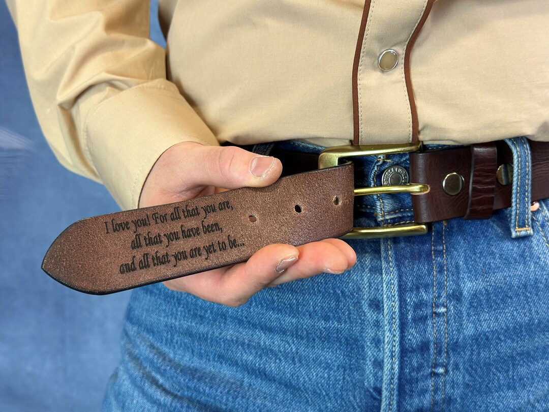 Engraved Personalized Handmade Genuine Leather Cowboy Belt, Custom Belt ...