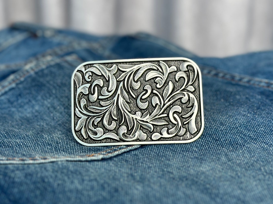 Western Belt Buckle Cowboy Buckle Groomsman Rodeo Floral Style Belt ...